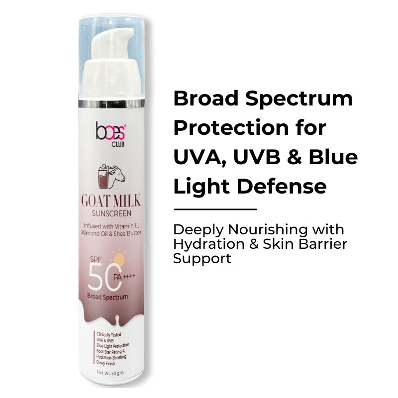 Goat Milk Sunscreen | SPF 50 | PA++++ With Vitamin E, Shea butter & Al ...
